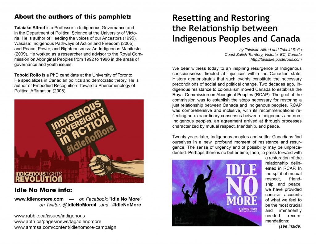 Idle No More pamphlets for printing - in english, french and spanish ...